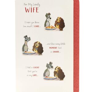 UK Greetings Wife Birthday Card - Birthday Card for Her - Disney Birthday Card for Wife - Lady and the Tramp Card for Wife