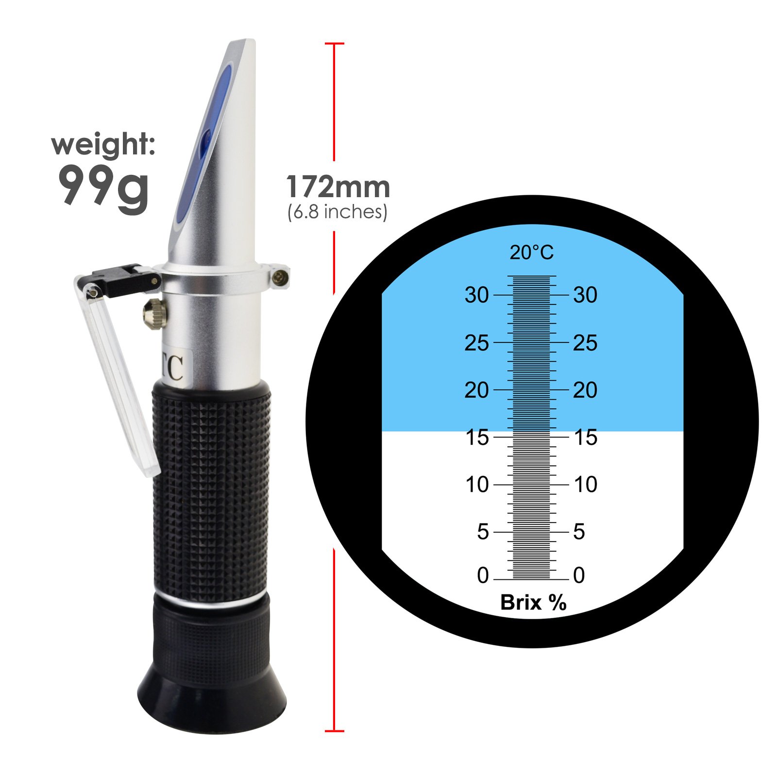 Gain Express 0-32% Brix Refractometer ATC High-Concentrated Sugar Solution Content Test Tool 0.2% Division, Homebrew Tester Meter, Brandy Beer Fruits Vegetables Juices Soft Drinks