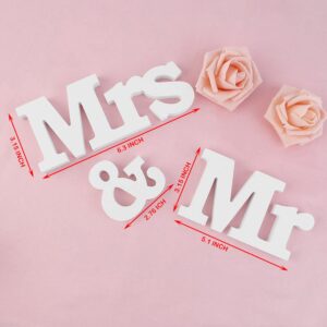 Mr & Mrs Wedding Sign for Table Decoration Photo Props,Party Table,Top Dinner,Rustic Wedding Decorations (White)