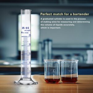 Thick Glass Graduated Cylinder Measuring Liquid Lab Hexagon Base Cylinders Come with One Glass dropper (glass, 5ML)