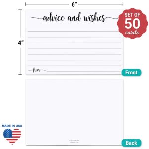 321Done Advice and Wishes Cards (50 Cards) 4" x 6" White Blank Well Wishes for Wedding, Bridal, Mr and Mrs, Retirement, Baby Shower - Words of Wisdom - Made in USA