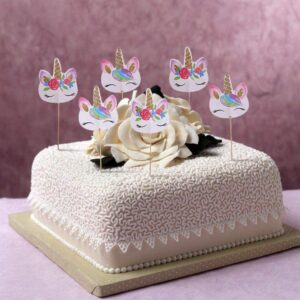 CCINEE 48pcs Rainbow Unicorn Cupcake Toppers Picks Double-Sided Paper Unicorn Cake Toppers for Birthday Party Dessert Decoration