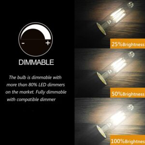 ASOKO Edison Bulb, T10 Daylight 4000K LED Tubular 4W Dimmable Tube Vintage Bulbs 40 Watt Equivalent,E26 Base(3-Pack)