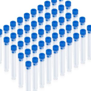 teenitor 50 pack clear plastic test tubes with blue caps, 13×78mm, great for halloween party