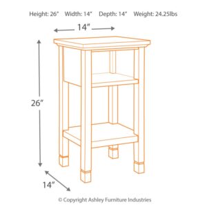 Signature Design by Ashley Marnville Modern Rustic Wood Accent Table With USB Hook Up, Dark Brown