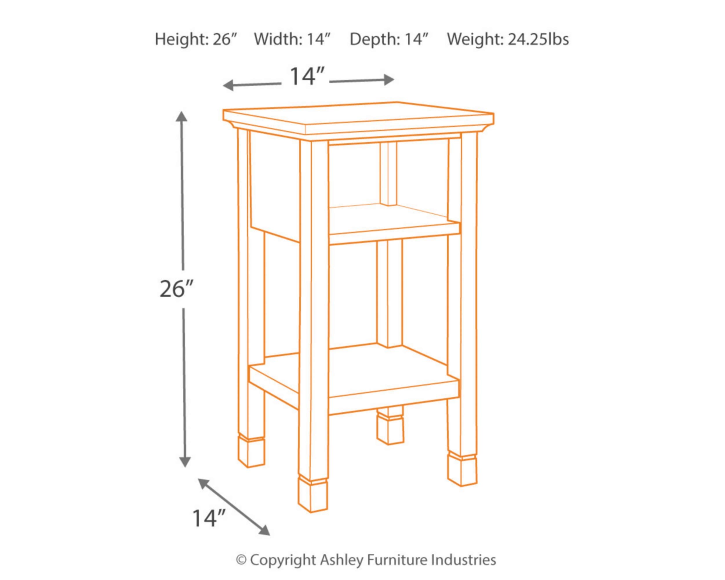 Signature Design by Ashley Marnville Modern Rustic Wood Accent Table With USB Hook Up, Dark Brown