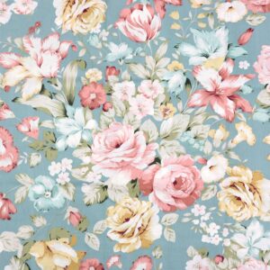 hanjunzhao vintage floral print fabric by the yard, precuts cotton fabric 39 by 63 inches for quilting, sewing, crafts, home décor (green)