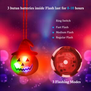 Halloween Lights- 24 pcs Halloween LED Necklace Bracelets Pumpkin Ghost Pirate Spider Eyeball Halloween Party Favor Light up Flashing Decoration Trick Treats Gift Bag Fillers for Women Men Family Pack