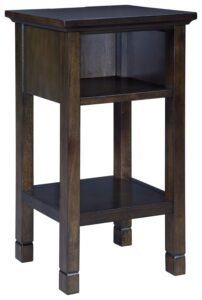 signature design by ashley marnville modern rustic wood accent table with usb hook up, dark brown