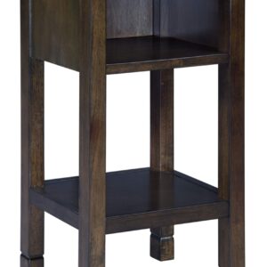 Signature Design by Ashley Marnville Modern Rustic Wood Accent Table With USB Hook Up, Dark Brown