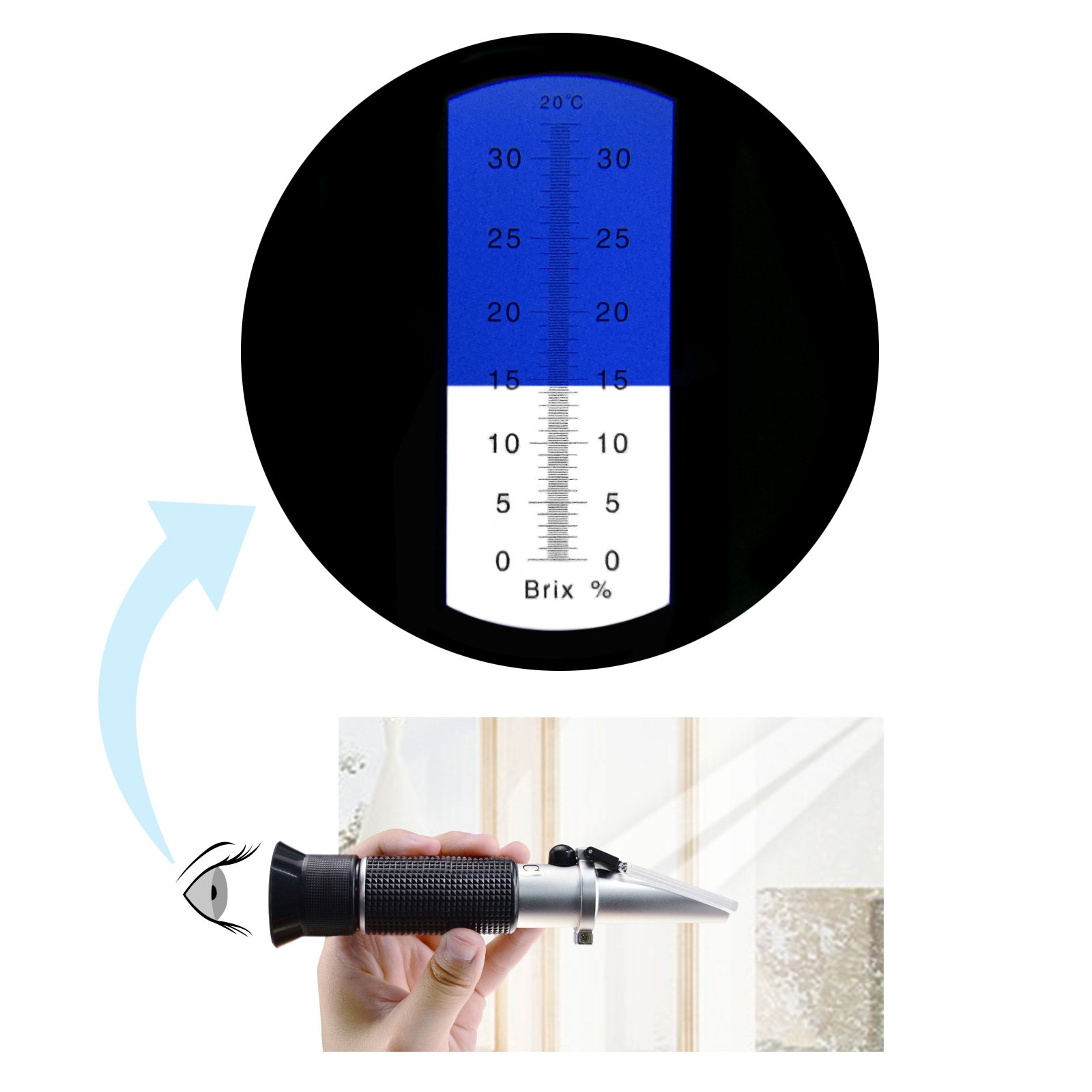 Gain Express 0-32% Brix Refractometer ATC High-Concentrated Sugar Solution Content Test Tool 0.2% Division, Homebrew Tester Meter, Brandy Beer Fruits Vegetables Juices Soft Drinks