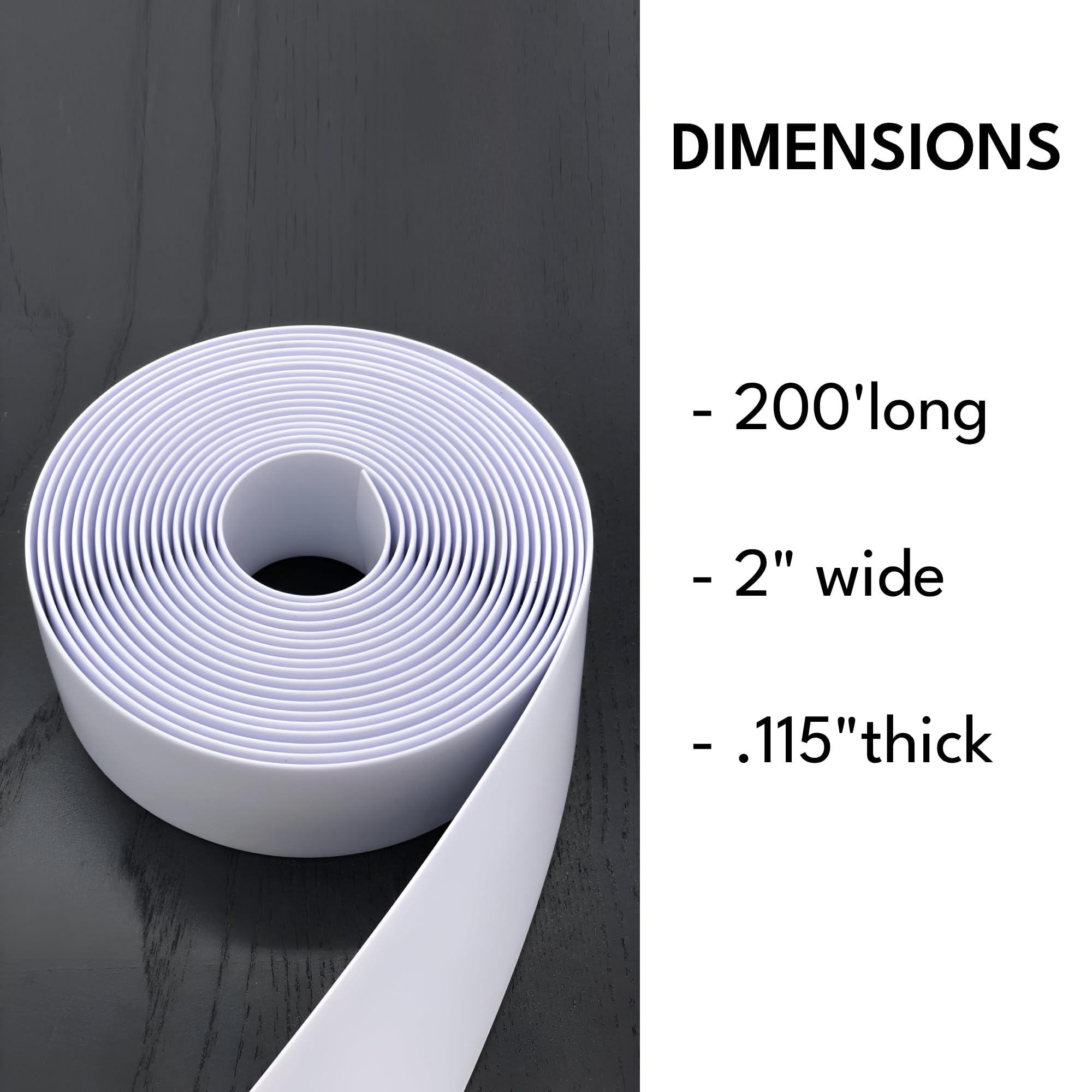 KOMORAX 2" Wide 200' Length Chair Vinyl Strap Strapping for Patio Lawn Garden Outdoor Furniture Repair Matte Finish Color (White)