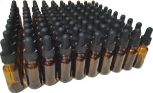 dropper stop® 1/2 oz amber glass dropper bottles (15ml) with tapered glass droppers - pack of 100