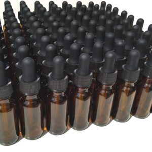 Dropper Stop® 1/2 oz Amber Glass Dropper Bottles (15mL) with Tapered Glass Droppers - Pack of 100