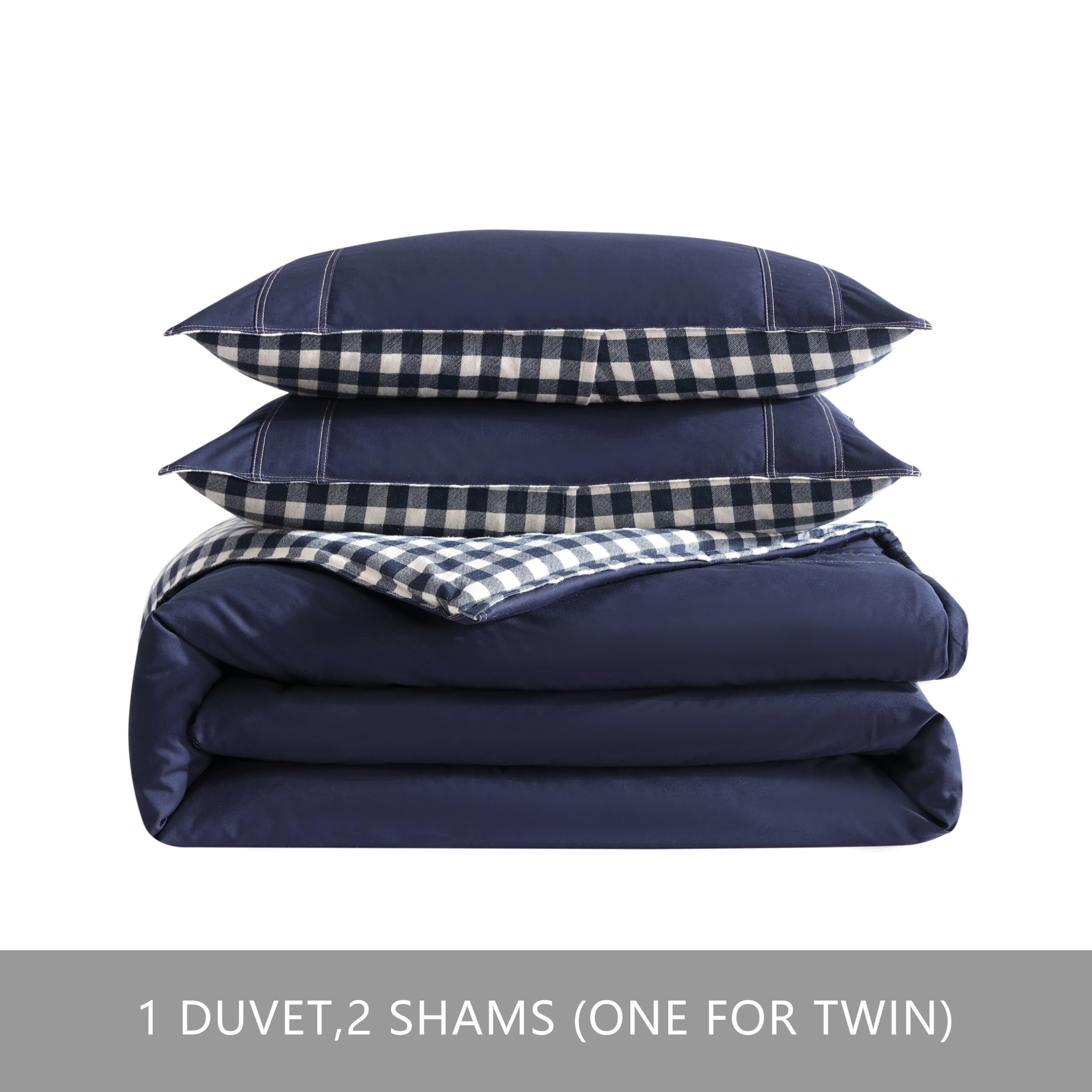 Eddie Bauer - Queen Duvet Cover Set, Cotton Reversible Bedding with Matching Shams, Stylish Home Decor (Kingston Navy, Queen)