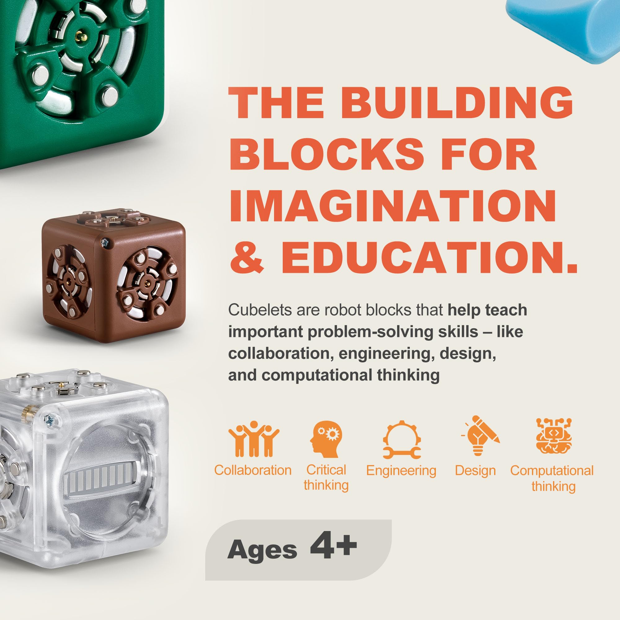 CUBELETS Modular Robotics Robot Blocks with 5 Robot Cubes - Discovery Set for Home Robotics Kit - STEM Kits for Teens & Kids Aged 4+ - Science Engineering Kits