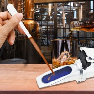 Alcohol Refractometer with ATC 0~80% VOL Volume, Optical Handheld Concentration Tester Meter for Distilled Beverages Making Homebrew