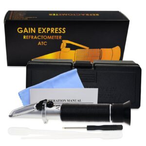 Gain Express Dual Scale Salinity Refractometer ATC 0-100ppt (0-10%) & 1.000-1.070 Specific Gravity, Portable Meter Tester for Seawater Salt Sea Water Aquarium Brackish Reef Tank Marine