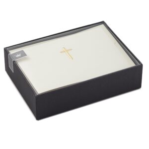 Hallmark Religious Blank Cards, Gold Cross (20 Cards with Envelopes)