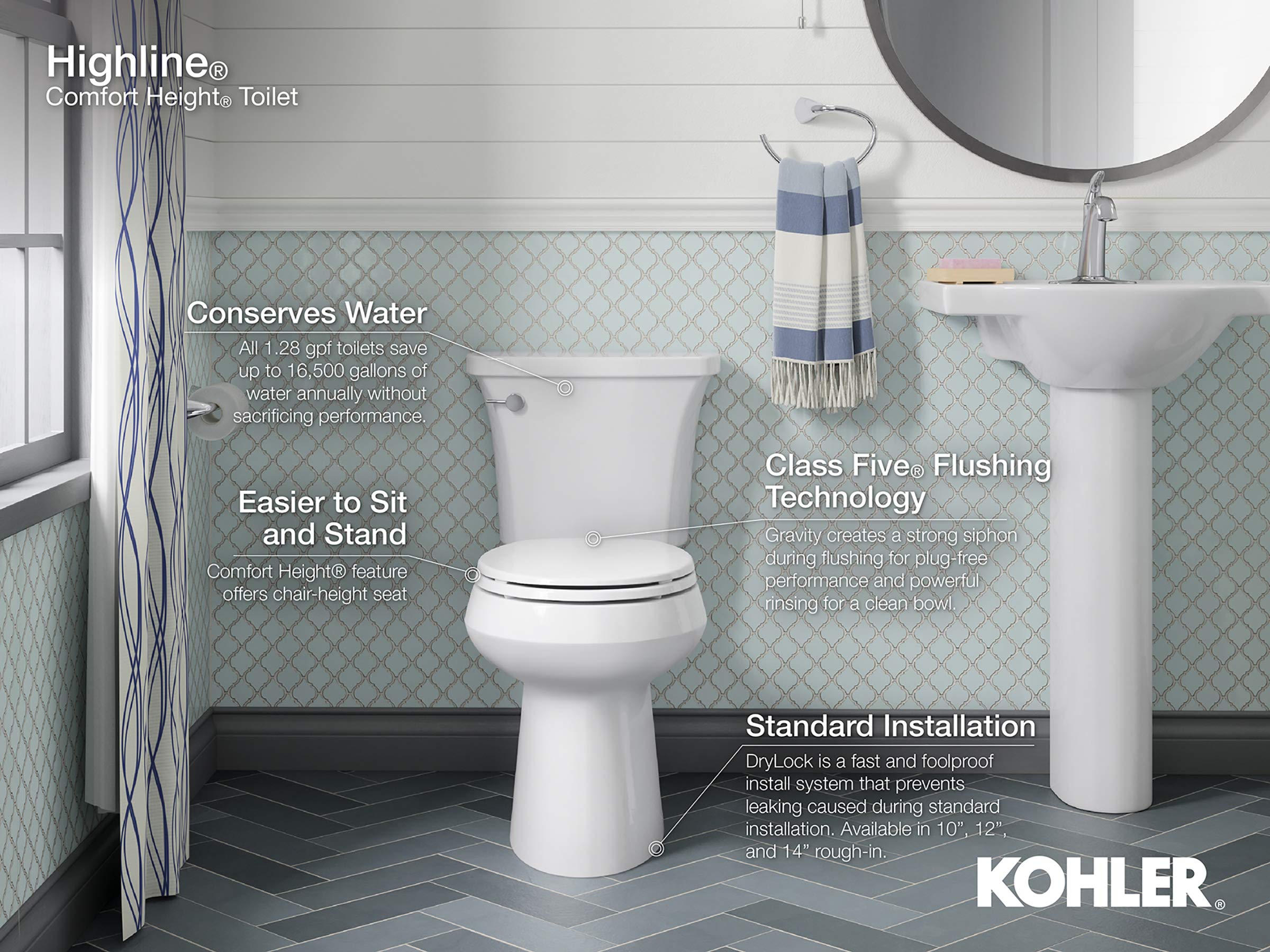 KOHLER 5481-U-96 Highline Toilet, Biscuit