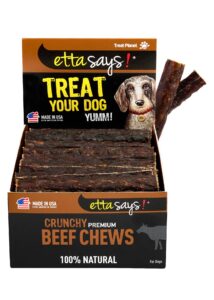 etta says! premium crunchy 4.5" beef dog chews - grain-free dog treats, good for teeth, easy to digest - made in the usa (36 count pack of 1)