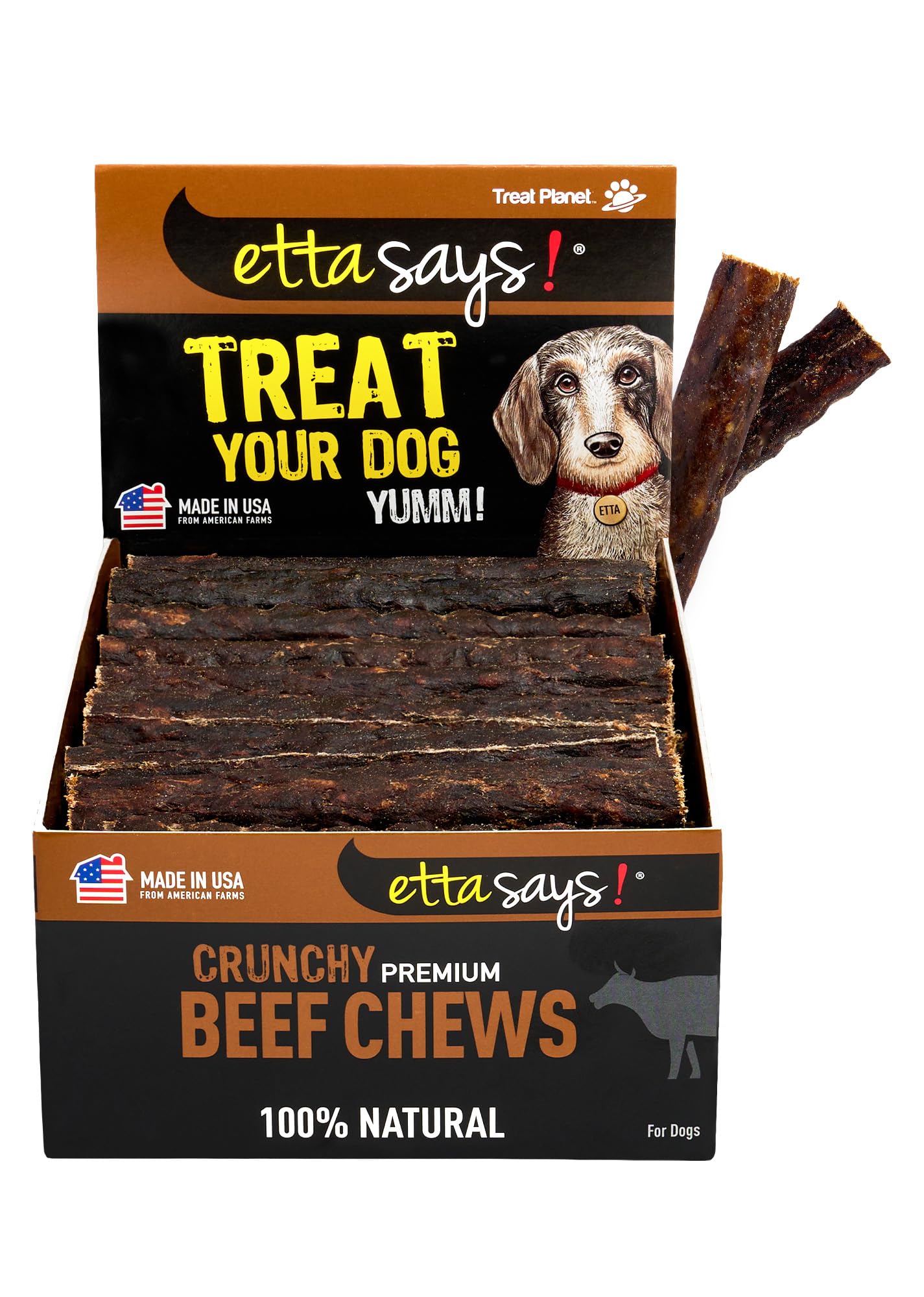 etta says! Premium Crunchy 4.5" Beef Dog Chews - Grain-Free Dog Treats, Good for Teeth, Easy to Digest - Made in The USA (36 Count Pack of 1)