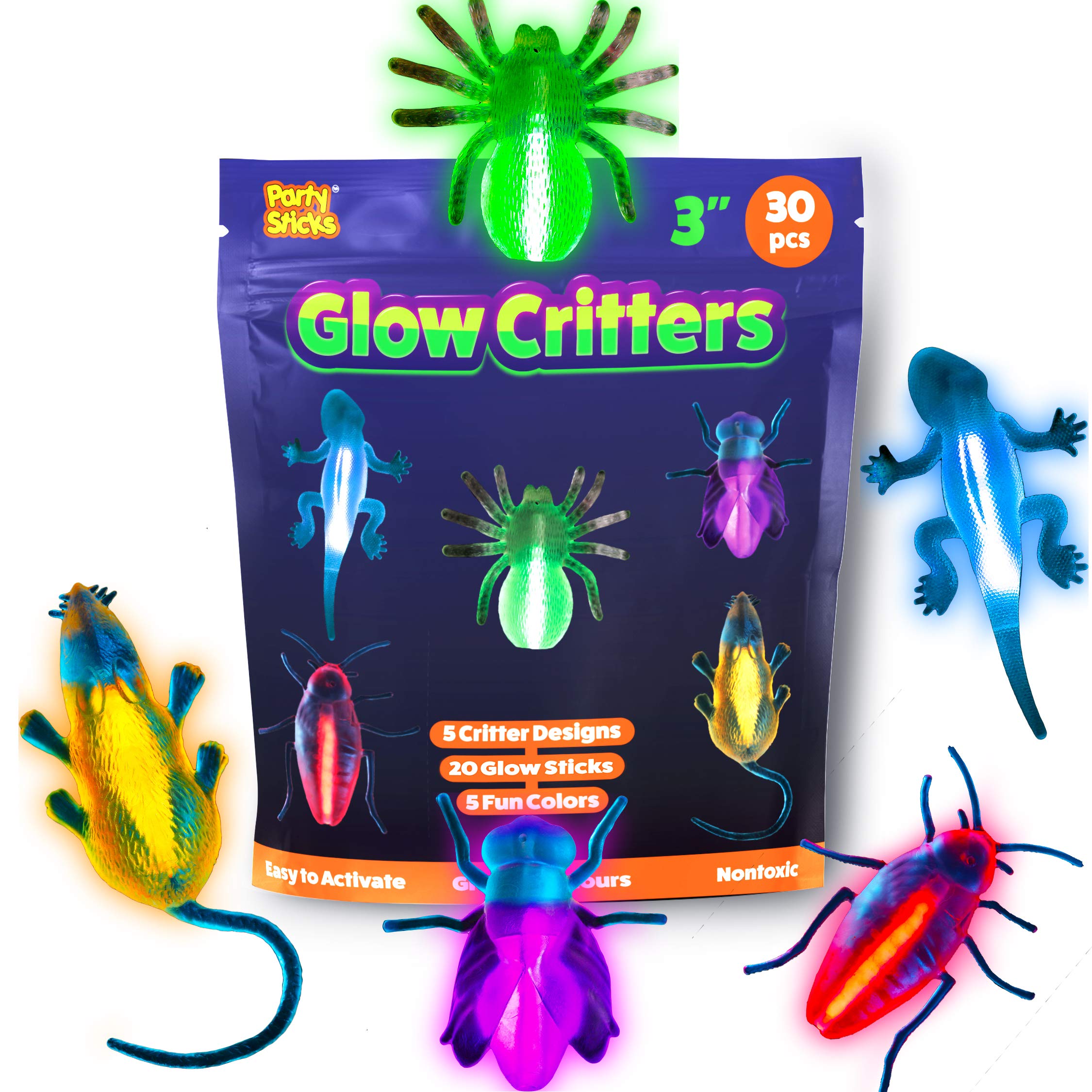 Glow Critters and Halloween Trick or Treat - Glow Sticks Party Favors - Glow in The Dark Party Supplies