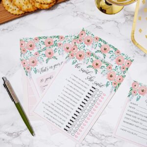 Juvale Set of 5 Bridal Shower Games for 50 Guests, Wedding and Engagement Party Activities, Pink Floral Design