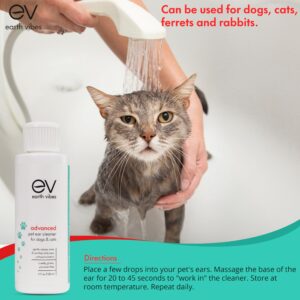 Earth Vibes Dog & Cat Ear Cleaner – Pet Cat Ear Cleaner - Advanced Natural Solution Treatment for Itching, Head Shaking, Discharge & Smelly Ears - Made in The USA