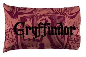 jay franco harry potter house of gryffindor reversible pillowcase, standard, maroon