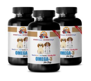 dog cognitive supplements - omega 3 - dog chewy softgels - skin health - joint support - heart health - omega 3 fatty acids for small dogs - 540 softgels (3 bottle)