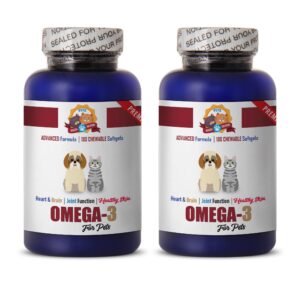 dog skin and coat - omega 3 for pets - dog and cat treats - premium healthy supplement - dog omega 3 chews - 360 softgels (2 bottle)