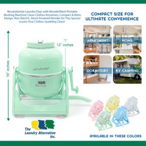 WonderWash Portable Washing Machine for Apartment & Tiny Spaces - Manual Hand Clothes Washer with Retro Design - Clean Laundry Anywhere with Our Countertop, Non-Electric, Small Washer - Mint Green