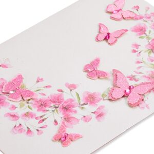 Papyrus Blank Card for Her (Pink Glitter Butterflies)