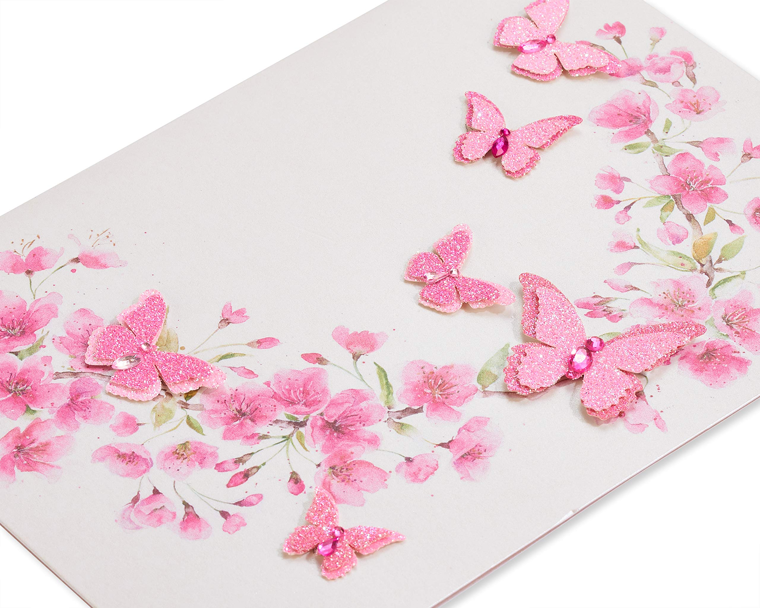 Papyrus Blank Card for Her (Pink Glitter Butterflies)