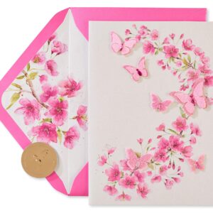 Papyrus Blank Card for Her (Pink Glitter Butterflies)