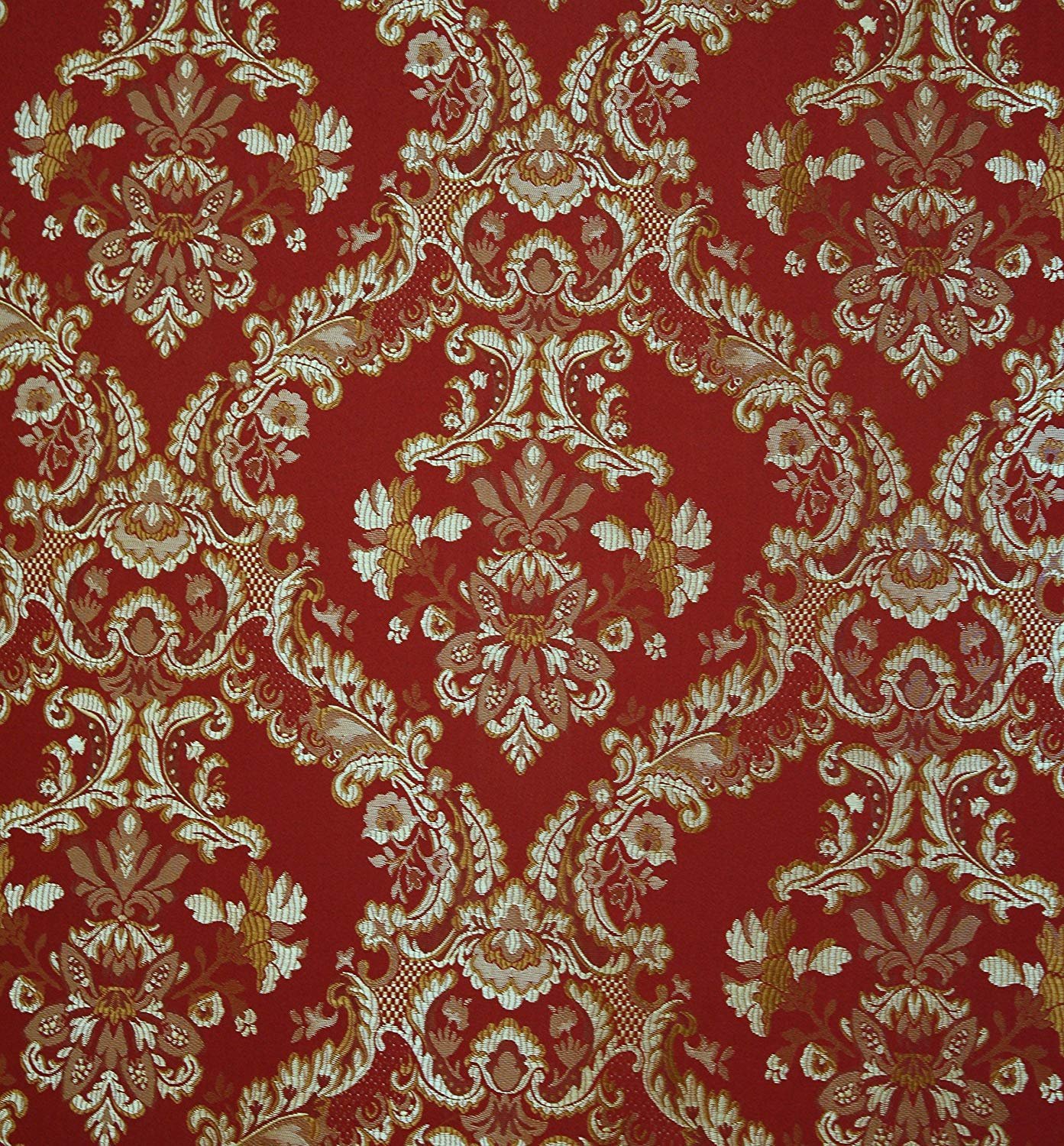 Damask Upholstery and Drapery, Jacquard Fabric Sold by The Yard (Burgandy)