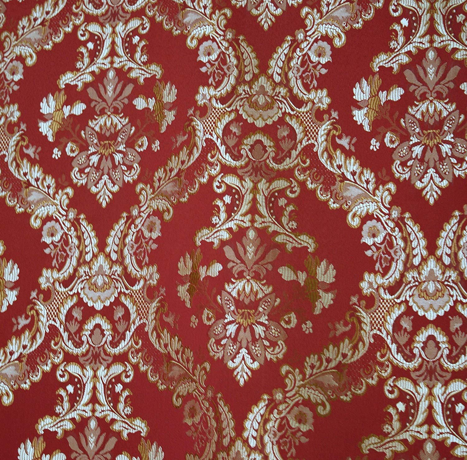 Damask Upholstery and Drapery, Jacquard Fabric Sold by The Yard (Burgandy)