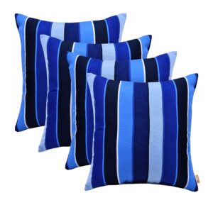 rsh decor: sunbrella square throw pillows set of 4 | 24" x 24" | water and fade-resistant performance fabric | outdoor pillow covers with down-alternative inserts | milano cobalt