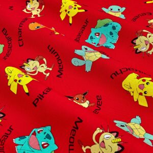 Kaufman Pokemon Characters Red, Fabric by the Yard