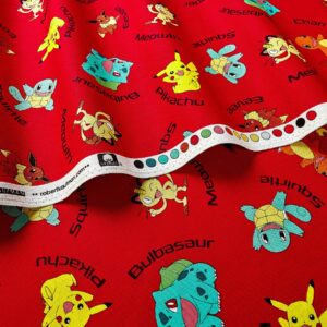 Kaufman Pokemon Characters Red, Fabric by the Yard