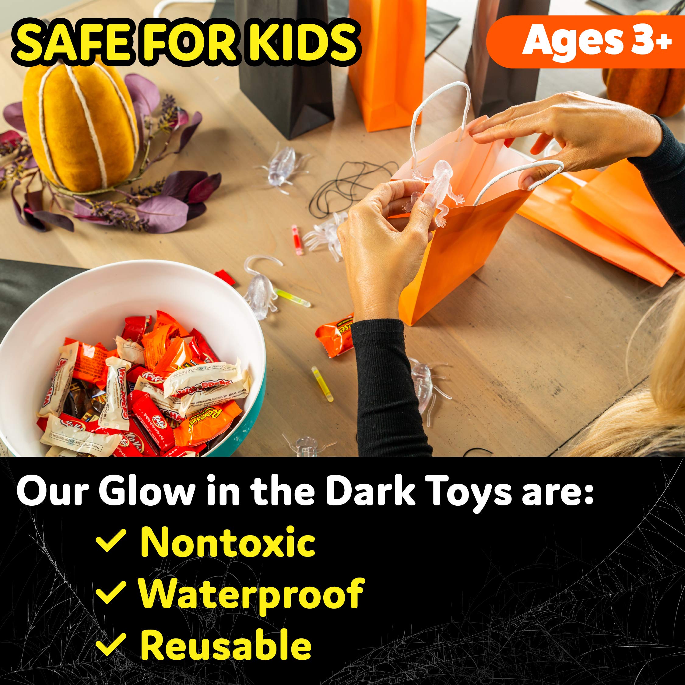 Glow Critters and Halloween Trick or Treat - Glow Sticks Party Favors - Glow in The Dark Party Supplies