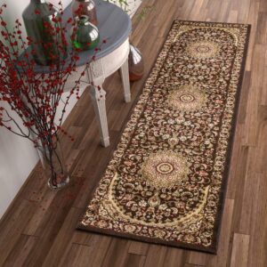 well woven timeless aviva traditional french country oriental brown area rug 5'3" round