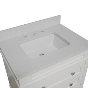 Eleanor 30-inch Bathroom Vanity (Quartz/White): Includes White Cabinet with Stunning Quartz Countertop and White Ceramic Sink