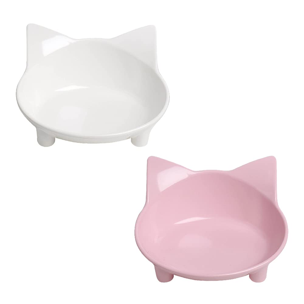 Skrtuan Cat Bowl Cat Food Bowls Non Slip Dog Dish Pet Food Bowls Shallow Cat Water Bowl Cat Feeding Wide Bowls to Stress Relief of Whisker Fatigue Pet Bowl of Rabbits Puppy(Safe Food-Grade)