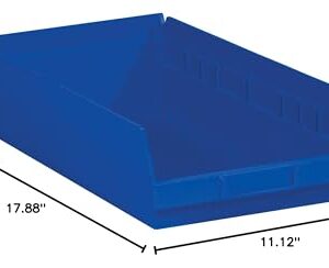 Top Pack Supply Plastic Shelf Bin Boxes, 17 7/8" x 11 1/8" x 4", Blue (Pack of 8)