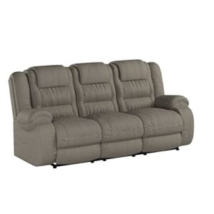 signature design by ashley mccade contemporary manual pull tab dual-sided reclining sofa, gray