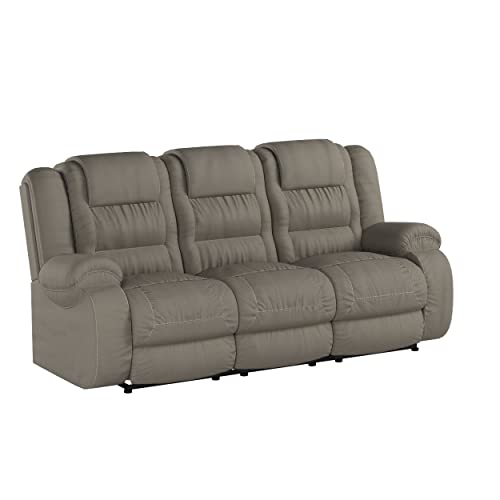 Signature Design by Ashley McCade Contemporary Manual Pull Tab Dual-Sided Reclining Sofa, Gray