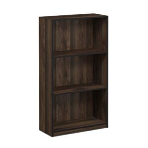 furinno basic 3-tier bookcase storage shelves, columbia walnut