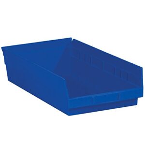 top pack supply plastic shelf bin boxes, 17 7/8" x 11 1/8" x 4", blue (pack of 8)